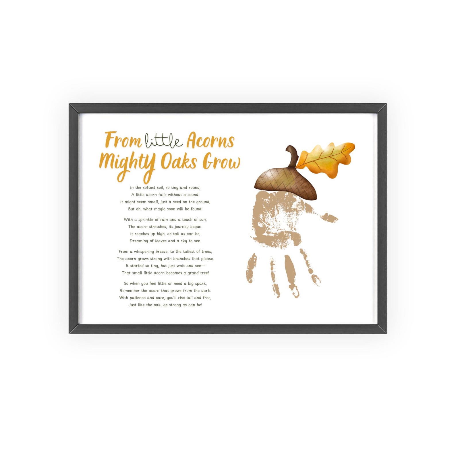 Printable "from Small Acorns Mighty Oaks Grow" Poem With Handprint ...