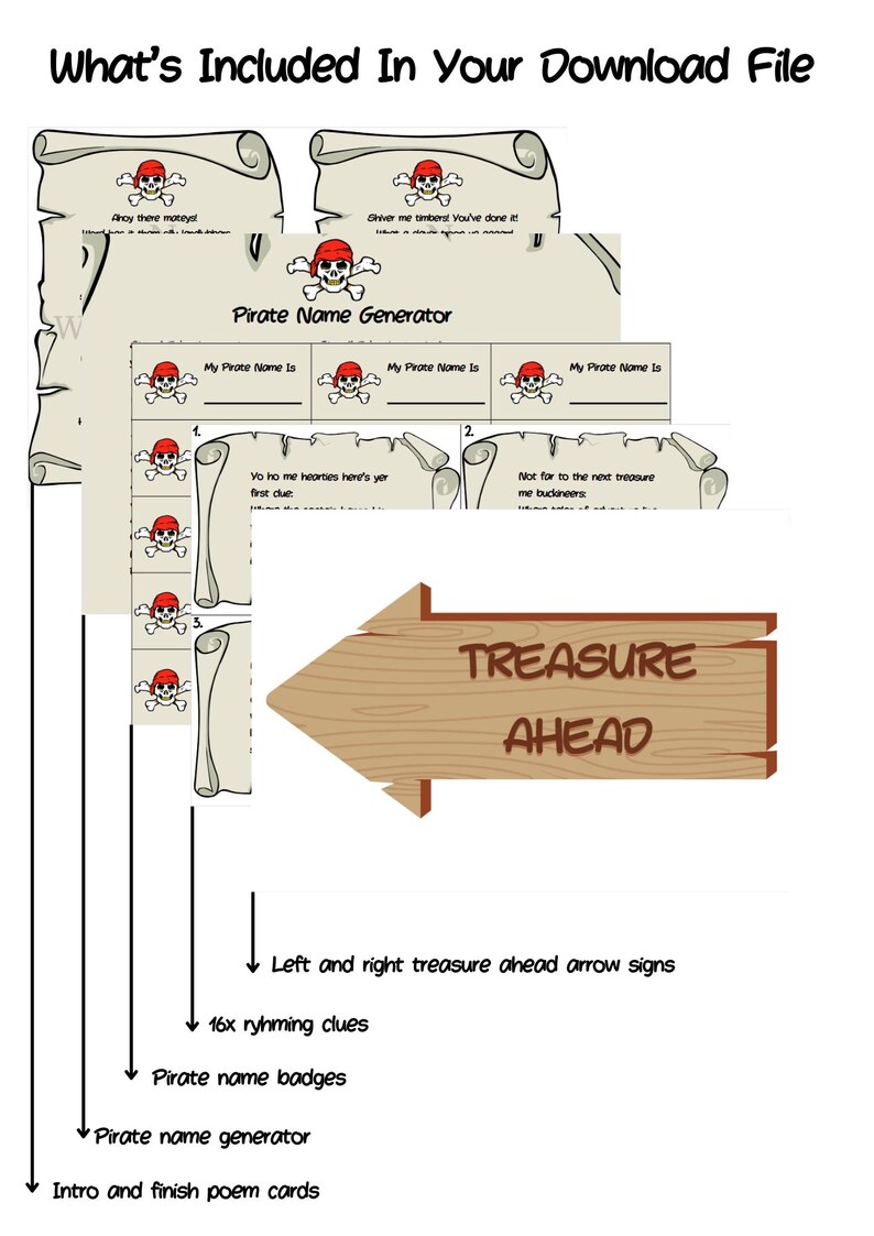 Pirate Themed Treasure Hunt Pack Digital Download Perfect for Kids ...
