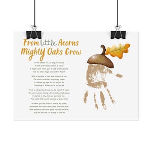 Printable "from Small Acorns Mighty Oaks Grow" Poem With Handprint ...