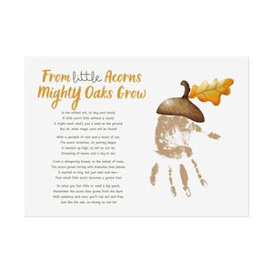Printable "from Small Acorns Mighty Oaks Grow" Poem With Handprint ...