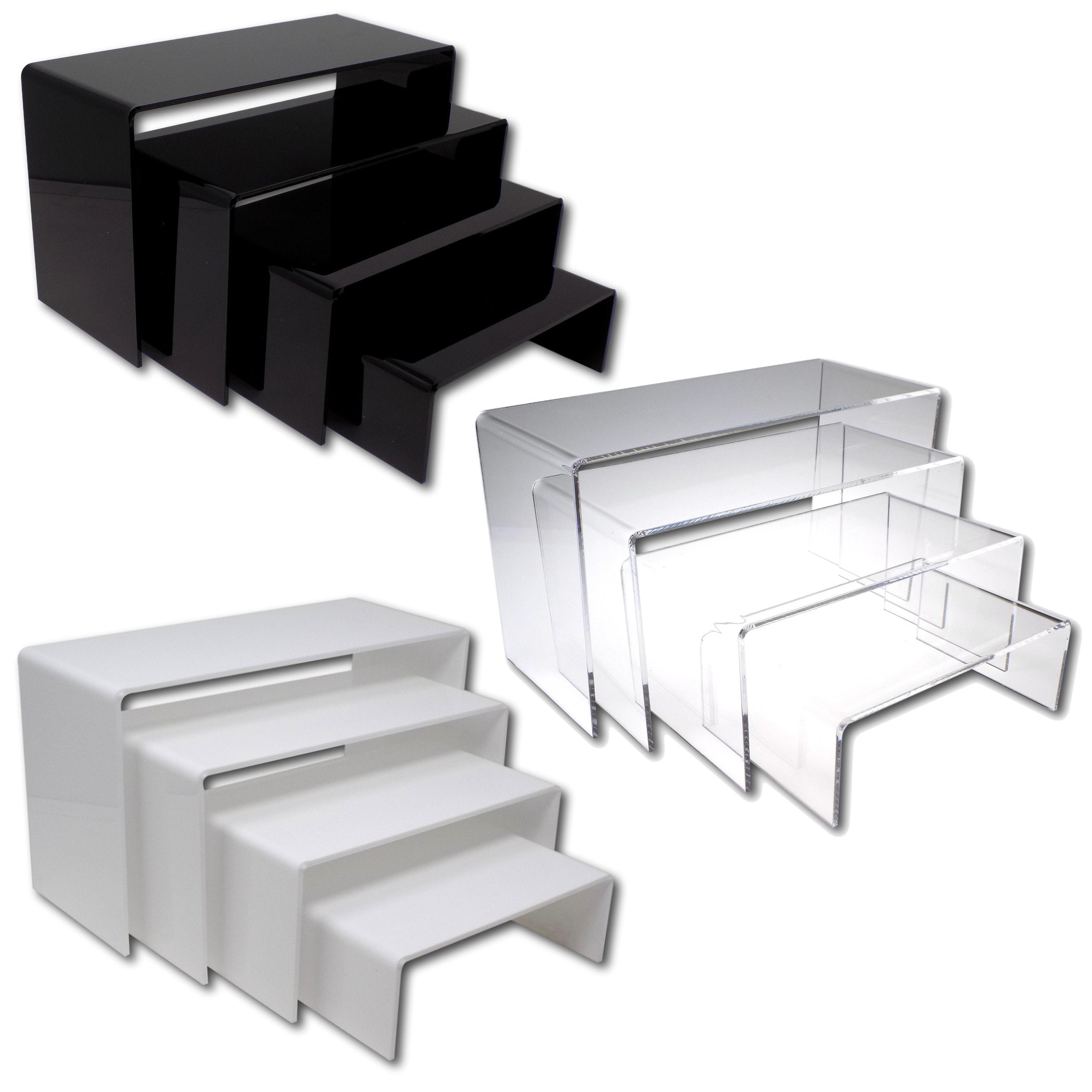 EPOSGEAR Nesting Plinths Acrylic Plastic Retail Riser Tiered Counter ...