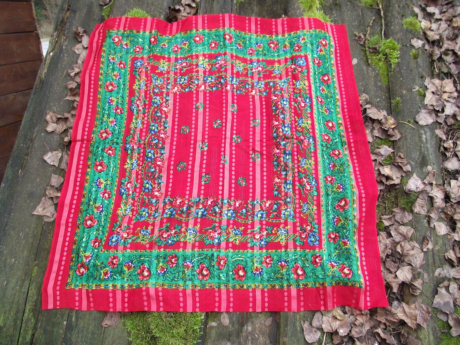 Romanian Wool Shawl Russian Scarf Soviet Floral Vintage Shawl Old Shawl ...