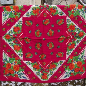 Romanian Wool Shawl Russian Scarf Soviet Floral Vintage Shawl Old Shawl ...