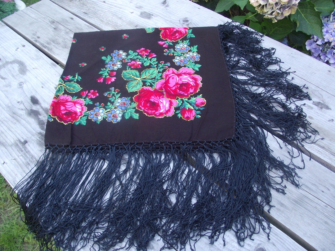 Soviet Floral Shawl Romanian Shawl Ukrainian Shawl Ukrainian - Etsy