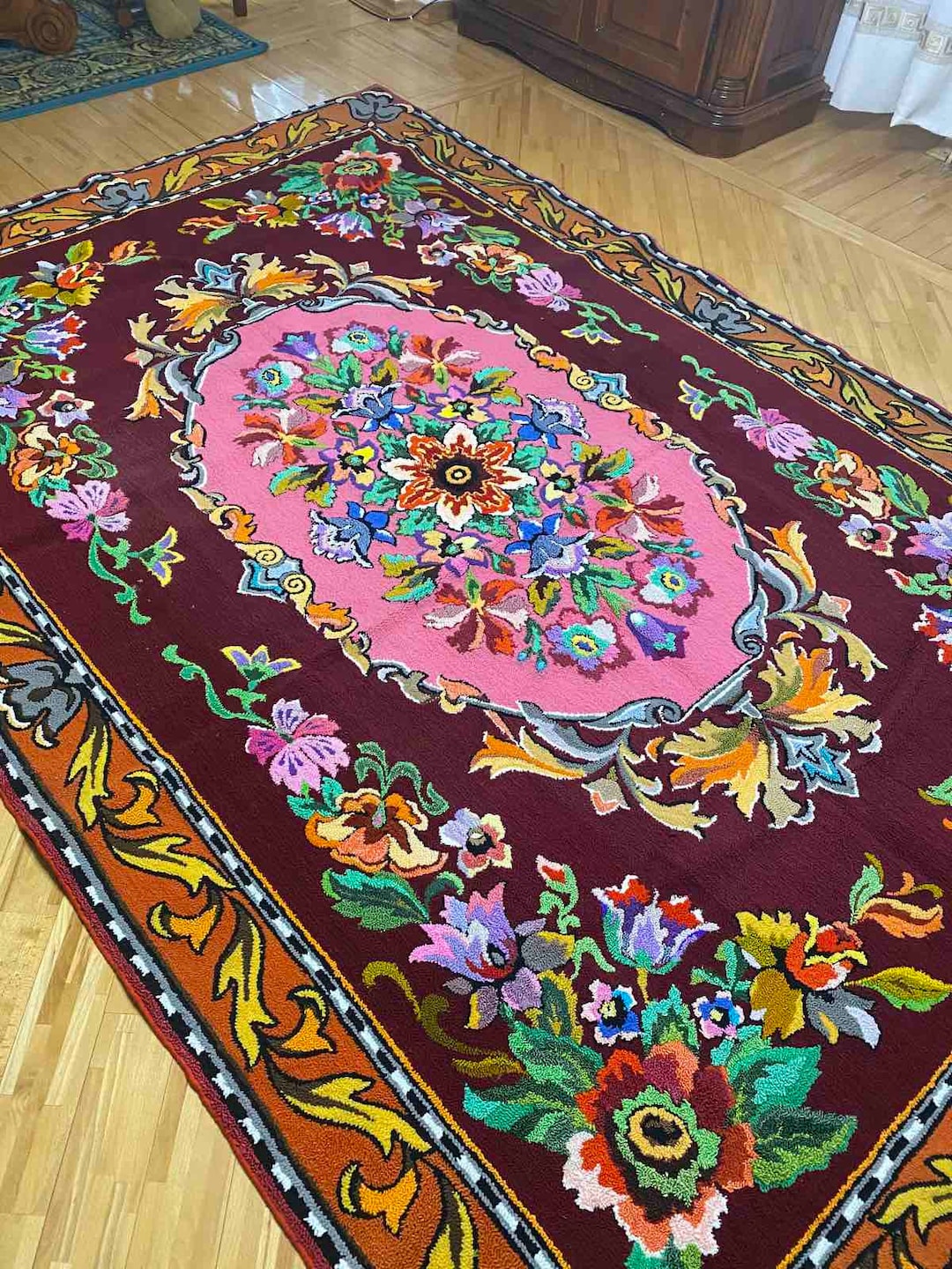 Ukraine Big Ukrainian Vintage Handwoven Carpet Primitive Colorful Rugs ...