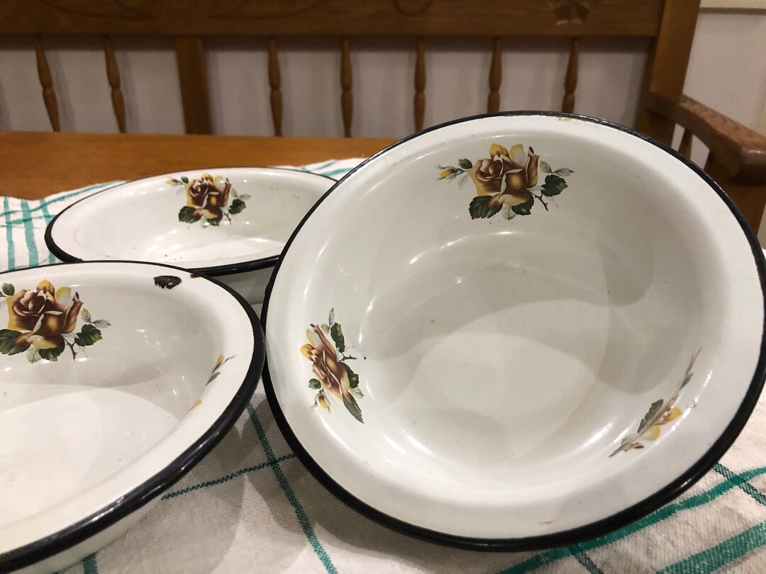 Ukraine Romanian Rustic Vintage Enamel Bowl Enamel Plate Metal Enamel ...