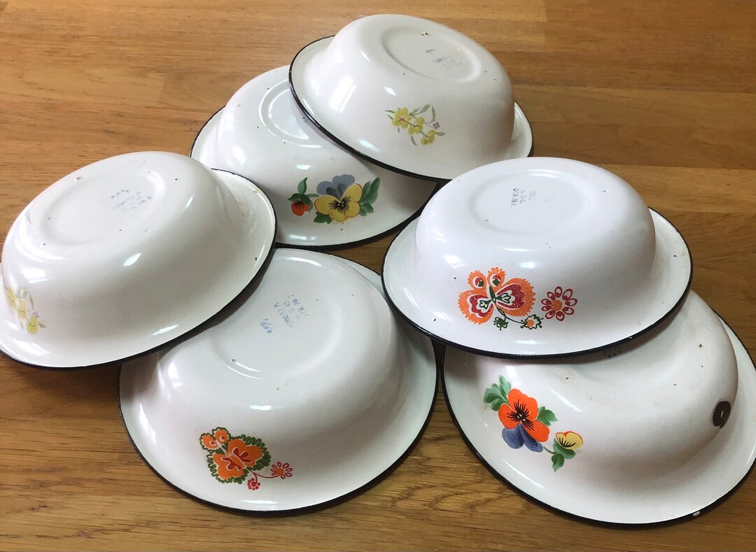 Ukraine Romanian Rustic Vintage Enamel Bowl Enamel Plate Metal Enamel ...