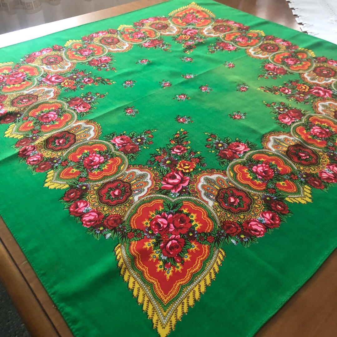 Ukraine Ukrainian Romanian Wool Shawl Russian Scarf Soviet Floral ...