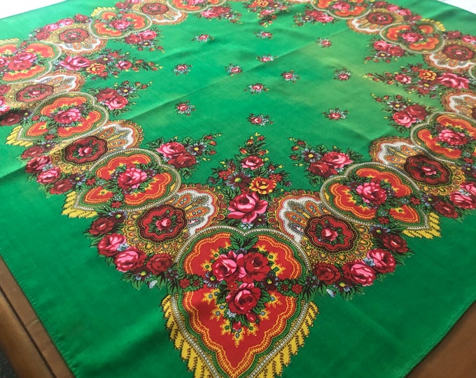Ukraine Ukrainian Romanian Wool Shawl Russian Scarf Soviet Floral ...