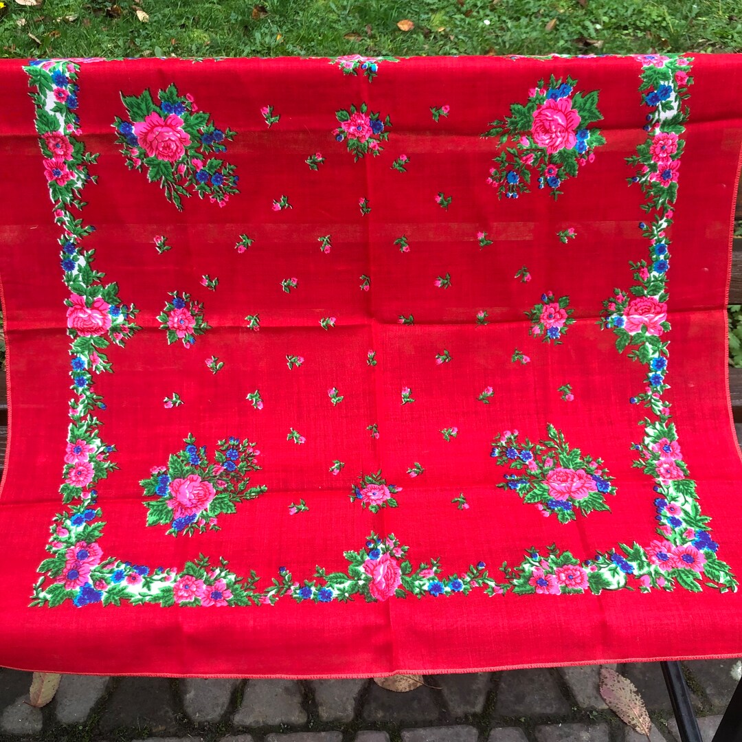 Ukrainian Romanian Wool Shawl Russian Scarf Soviet Floral Vintage Shawl ...