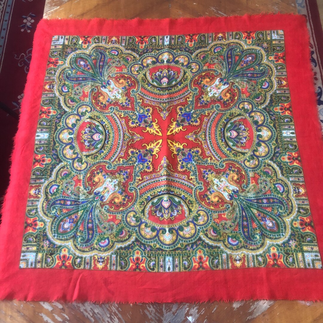 Ukraine Ukrainian Romanian Wool Shawl Russian Soviet Floral Vintage ...