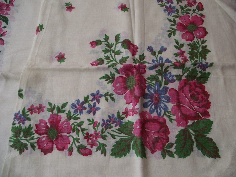 Soviet Floral Shawl 60s Ivory Folk Shawl Cotton Wadding Bright | Etsy