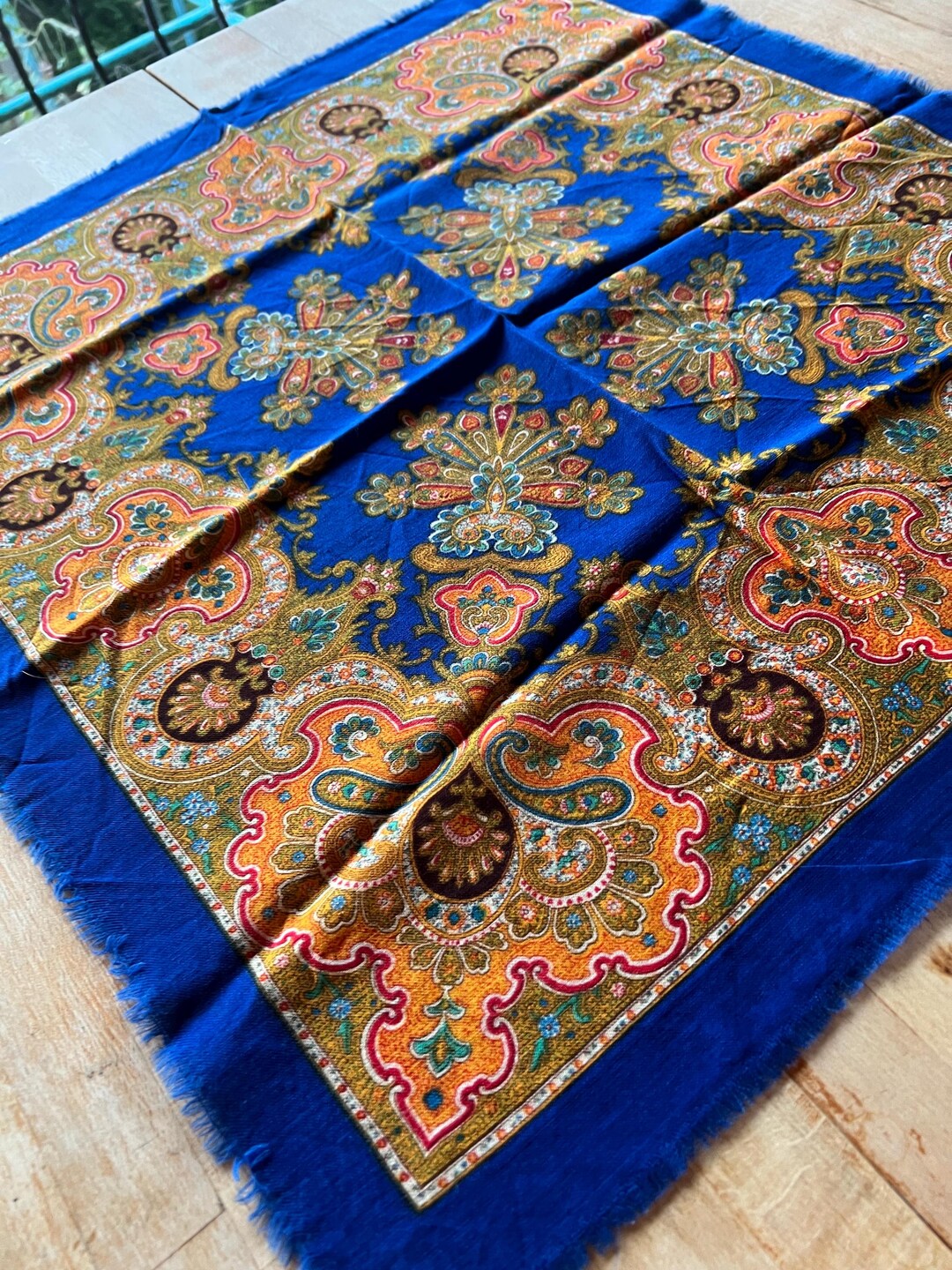 Ukraine Ukrainian Romanian Wool Shawl Russian Scarf Soviet Floral ...