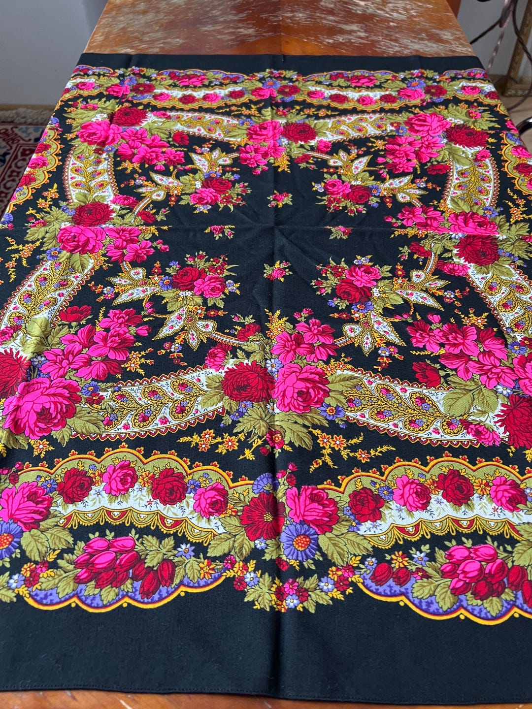Ukrainian Rare Romanian Wool Shawl Russian Scarf Soviet Floral Vintage ...