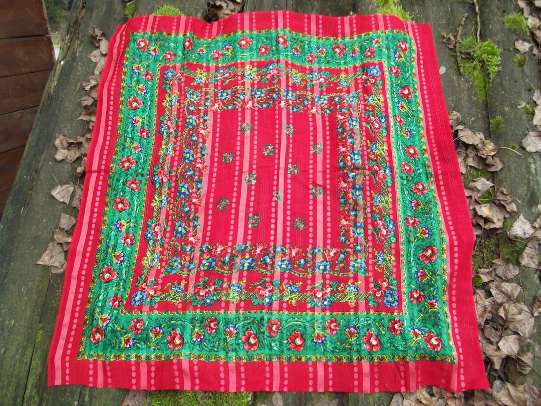 Romanian Wool Shawl Russian Scarf Soviet Floral Vintage Shawl Old Shawl ...