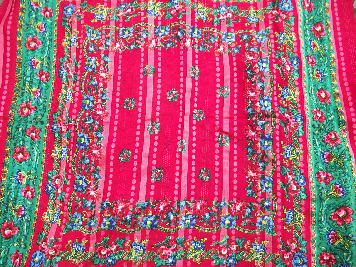 Romanian Wool Shawl Russian Scarf Soviet Floral Vintage Shawl Old Shawl ...