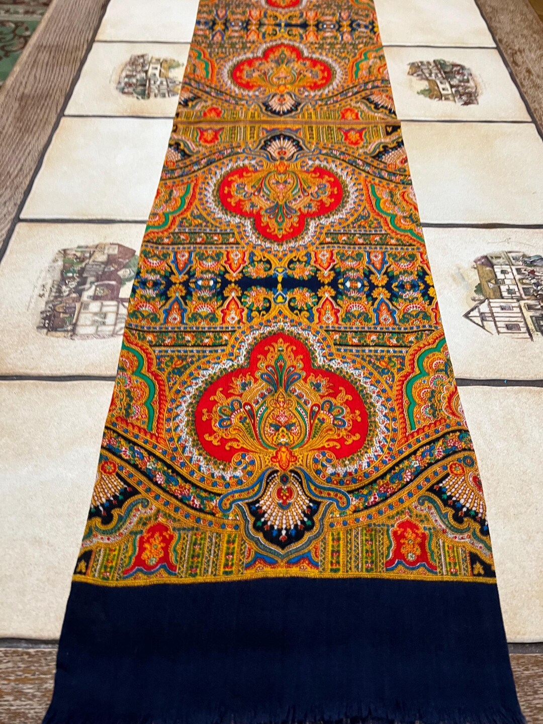 Unique Rare Man’s Neck Scarf Soviet Floral Ukrainian Wool Old Scarf ...