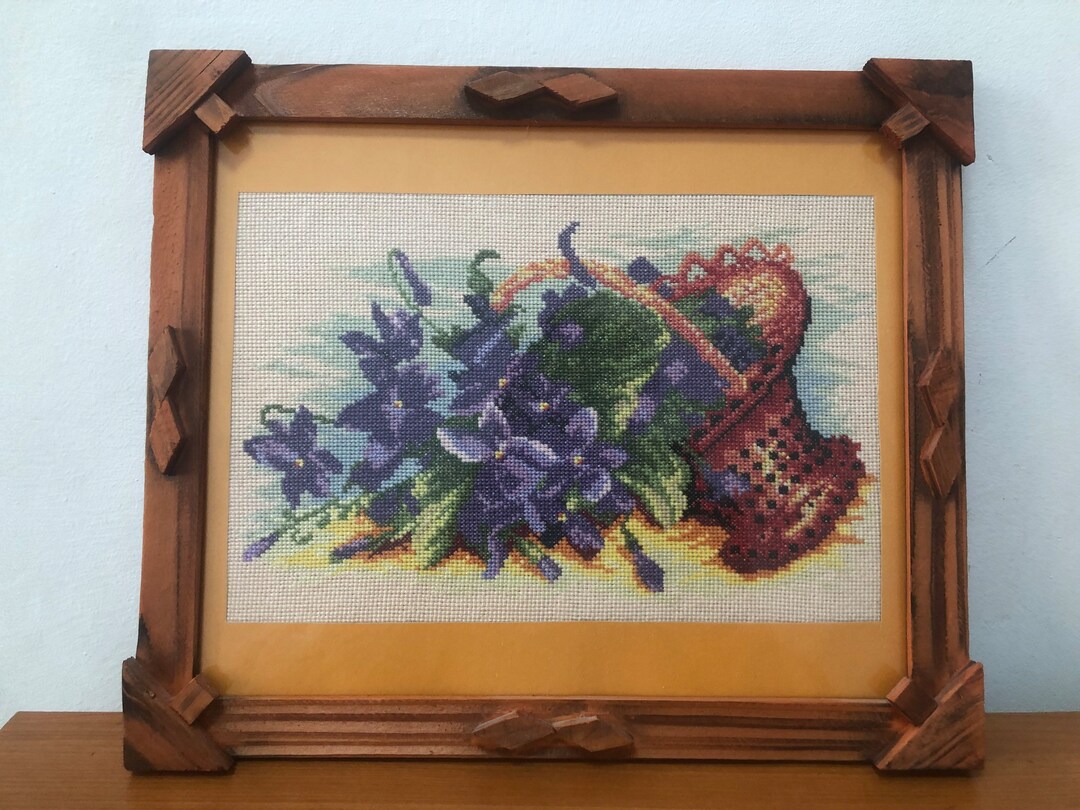 Embroidered Picture Bouquet of Violets Home Decor Gifts Finished ...