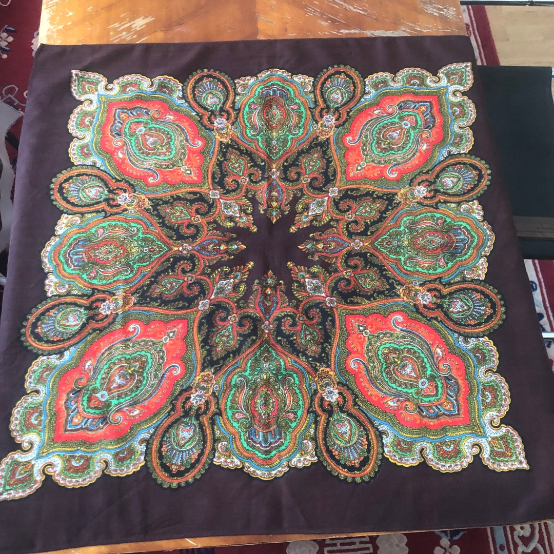 Russian Scarf Romanian Wool Shawl Roumanie Russian Soviet Floral Shawl ...