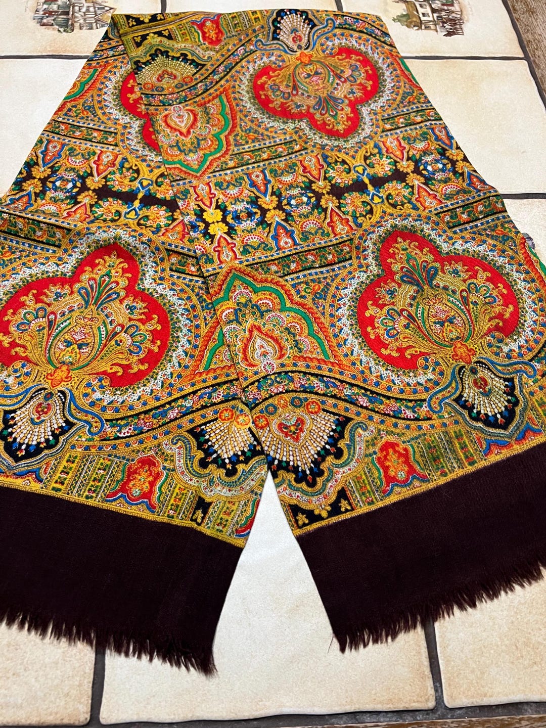 Unique Rare Man’s Neck Scarf Soviet Floral Ukrainian Wool Old Scarf ...