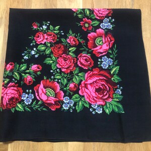 Ukraine Ukrainian Romanian Wool Shawl Russian Soviet Floral Vintage ...