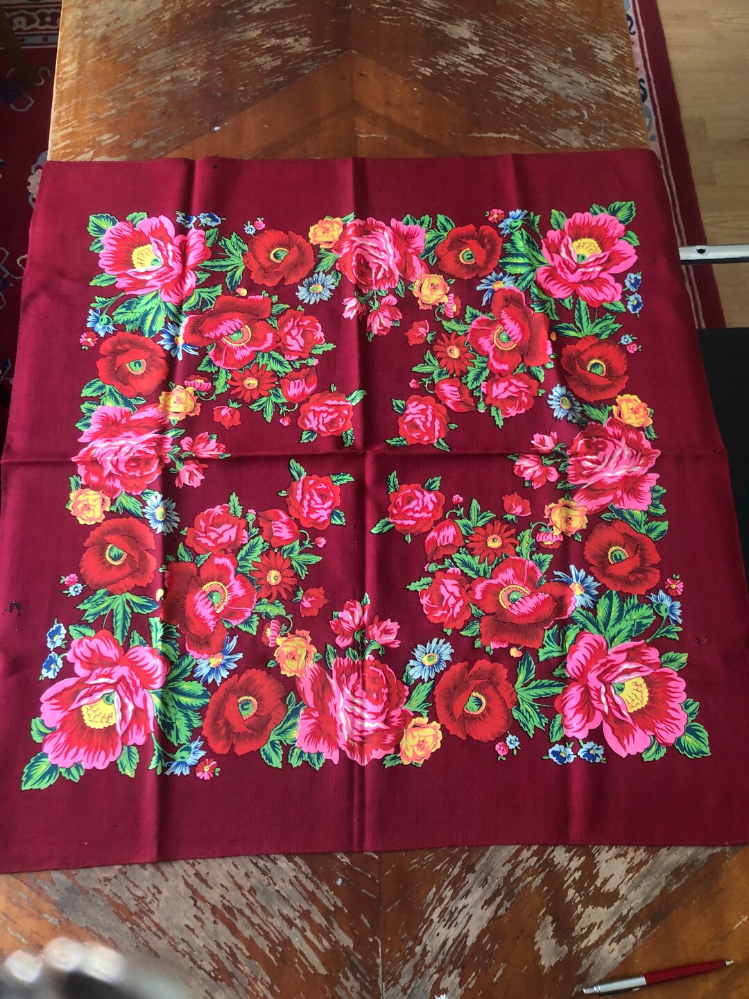 Ukraine Ukrainian RESTORED Floral Russian Scarf Romanian Wool Shawl ...