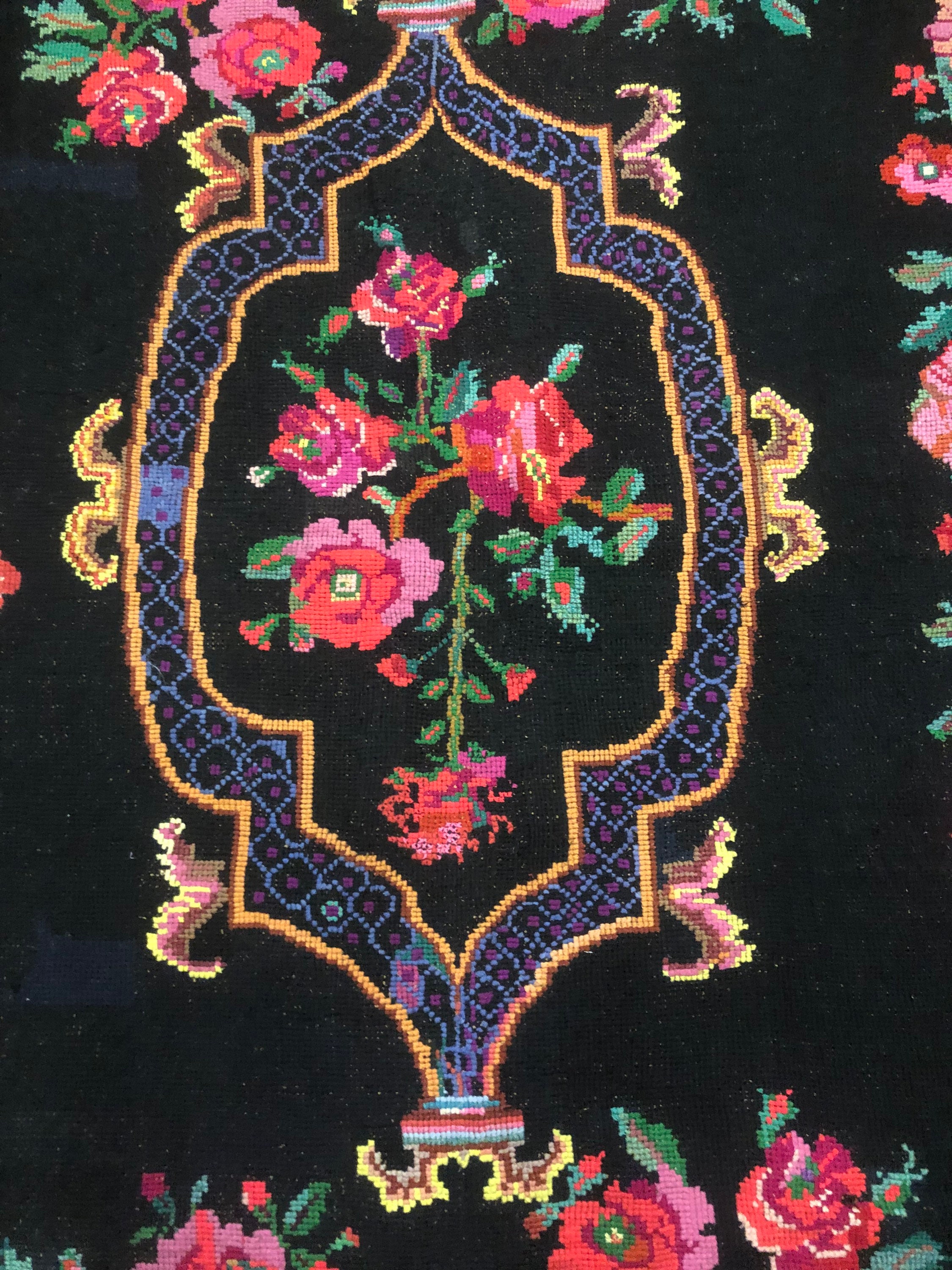 Very Heavy Ukraine Carpet Cross-stitch Old Antique Rug Kilim Embroidery ...