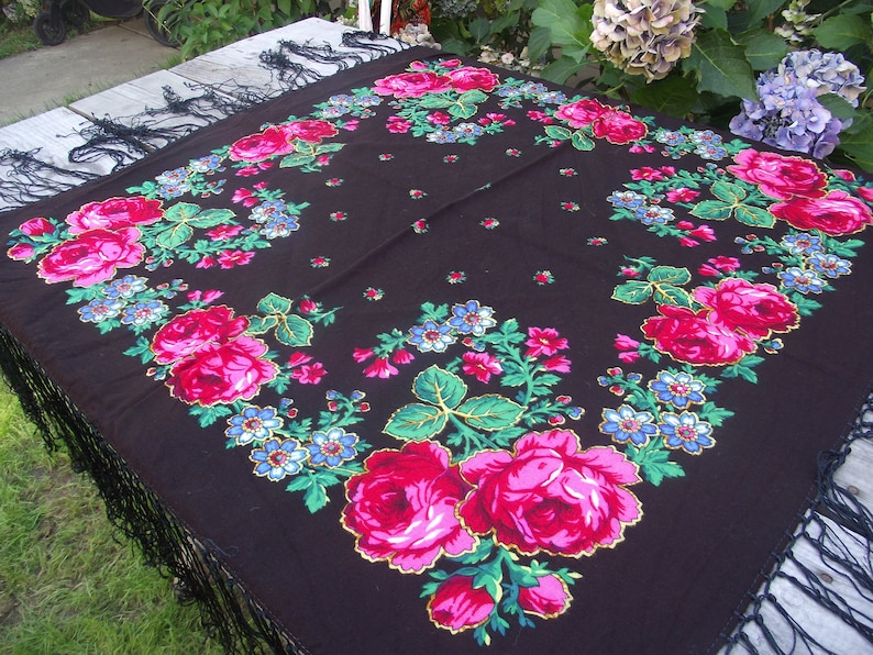 Soviet Floral Shawl Romanian Shawl Ukrainian Shawl Ukrainian Folk ...