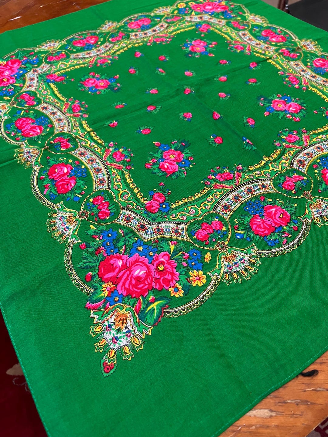 Beautiful Russian Scarf Floral Vintage Ukrainian Romanian Shawl Old ...
