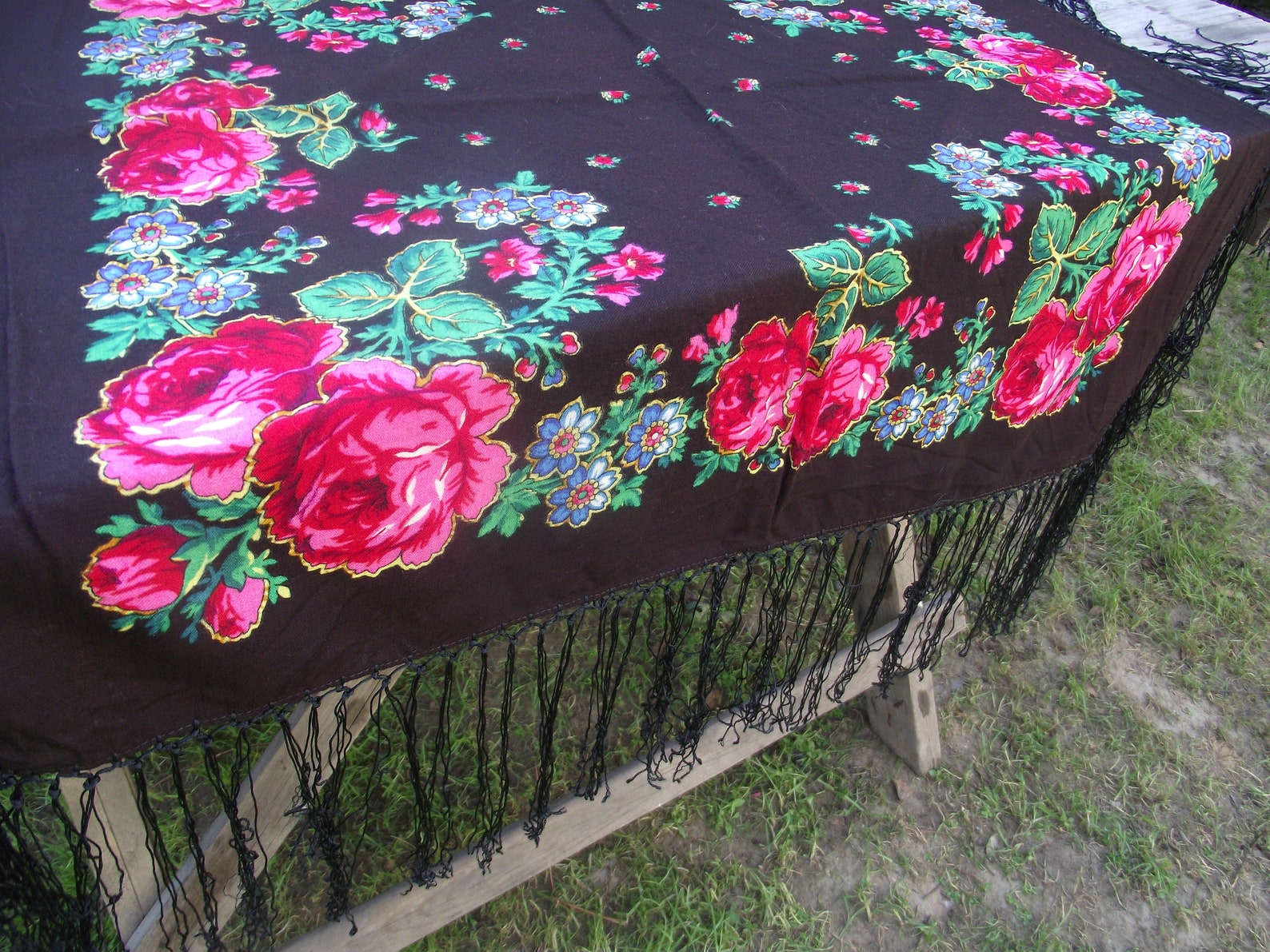 Soviet Floral Shawl Romanian Shawl Ukrainian Shawl Ukrainian Folk ...