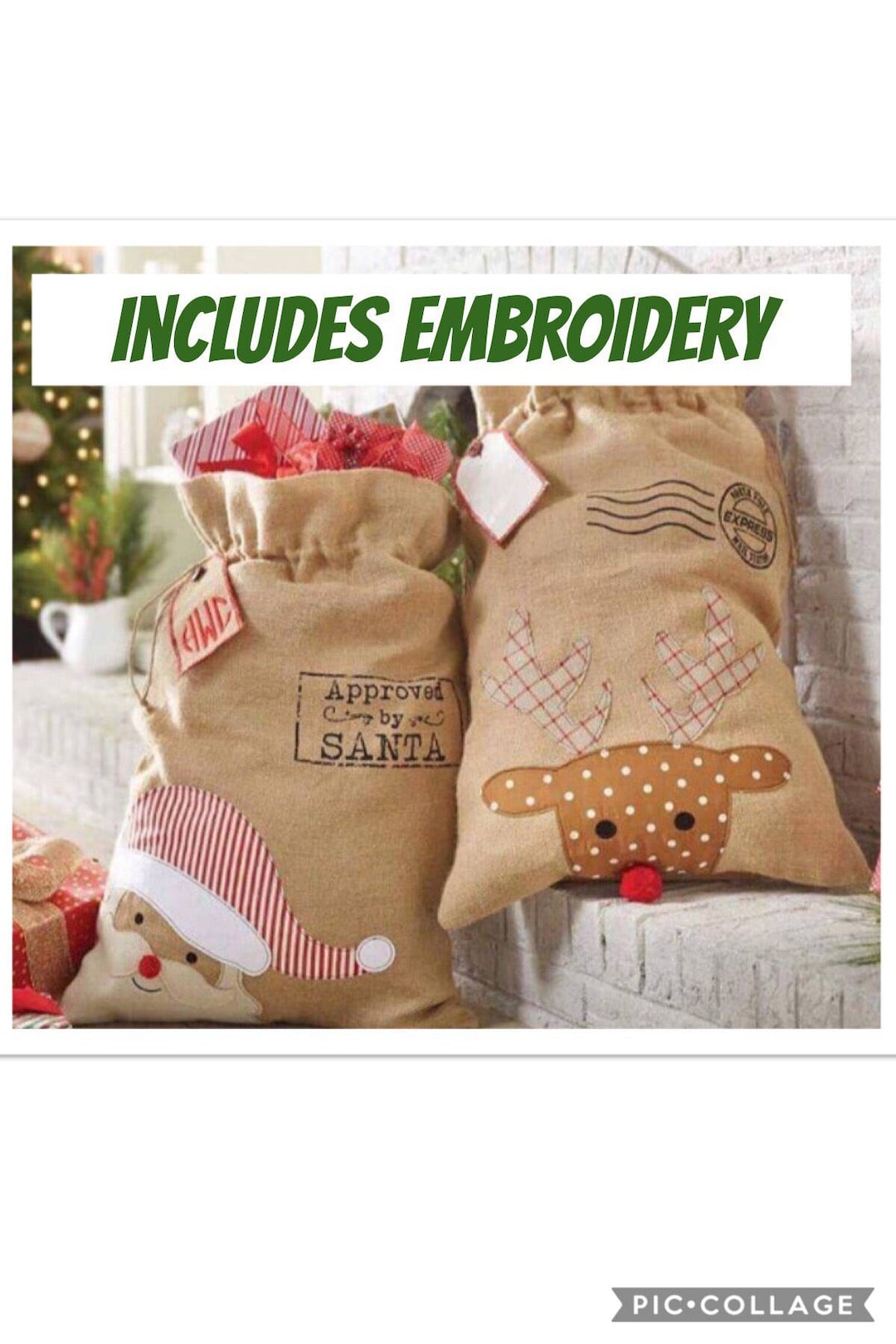 Embroidered Santa Sack Personalized, Christmas Bags Burlap Santa Gift ...