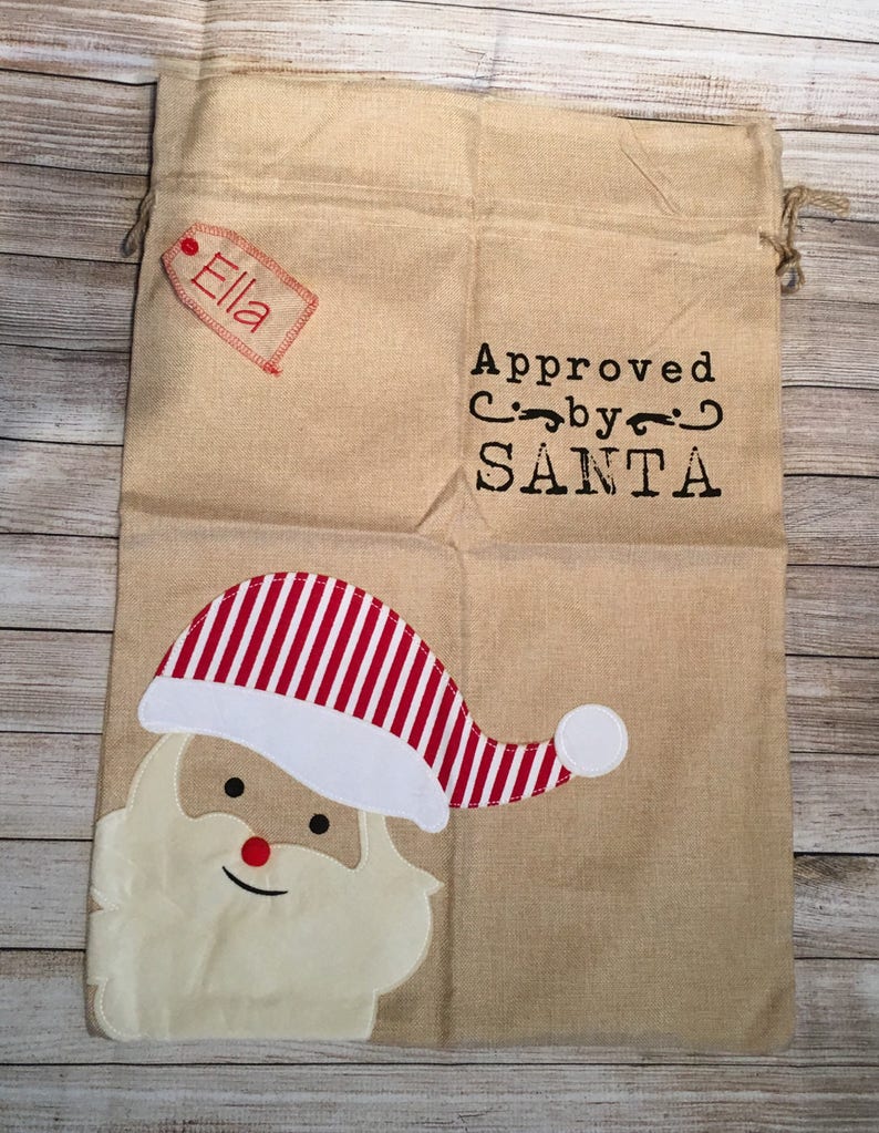Embroidered Santa Sack Personalized Christmas Bags Burlap - Etsy