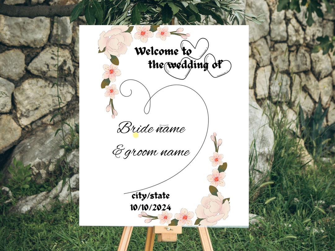 Canva Editable Welcome Sign Template for Weddings, Modern Printable ...