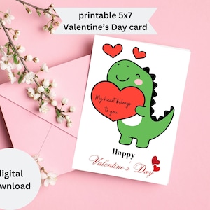 Printable Dinosaur Valentine's Day Card, Romantic Card for Girlfriend ...