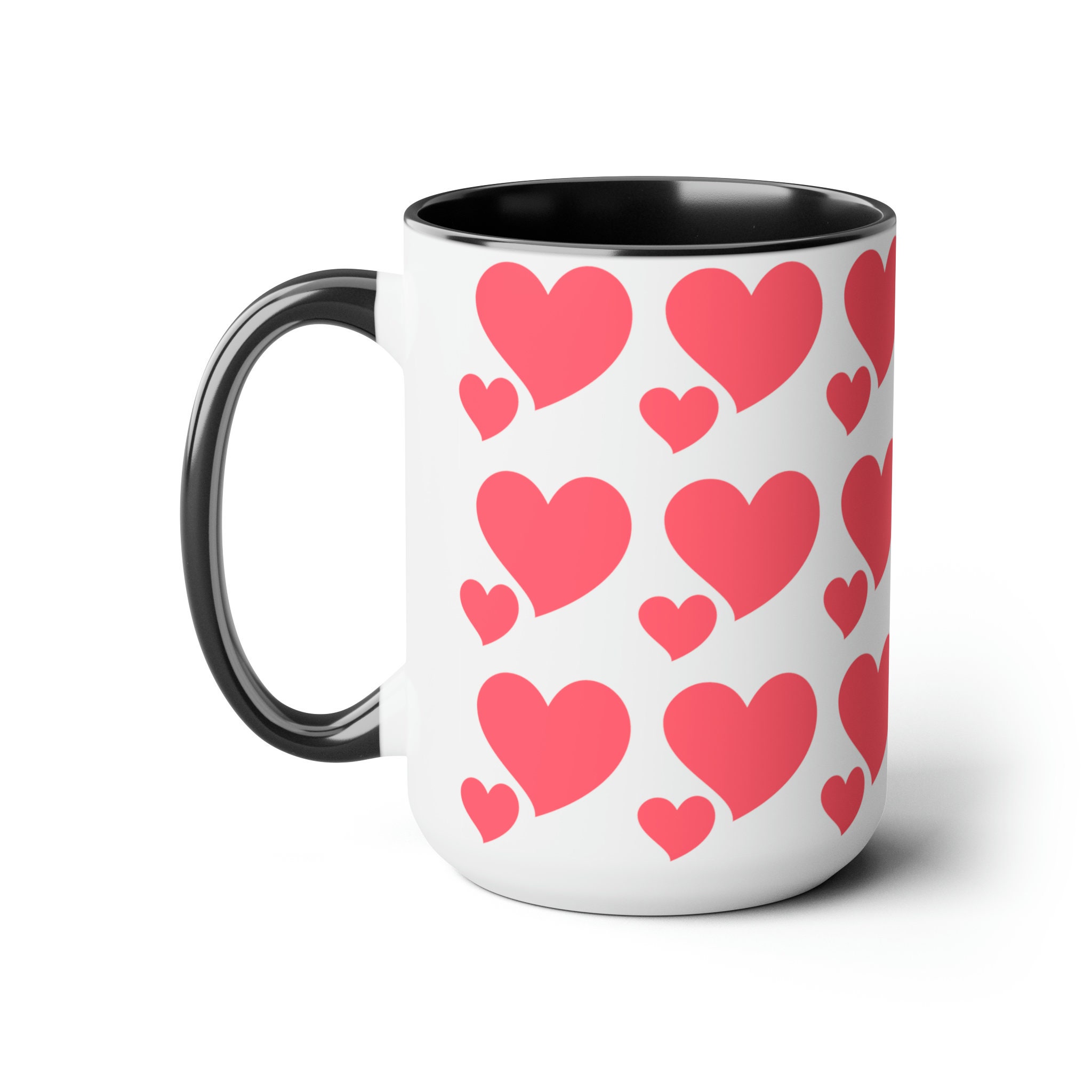 Valentine's Day Mug, Valentine's Pink Heart Two-tone Mug, Valentine's ...