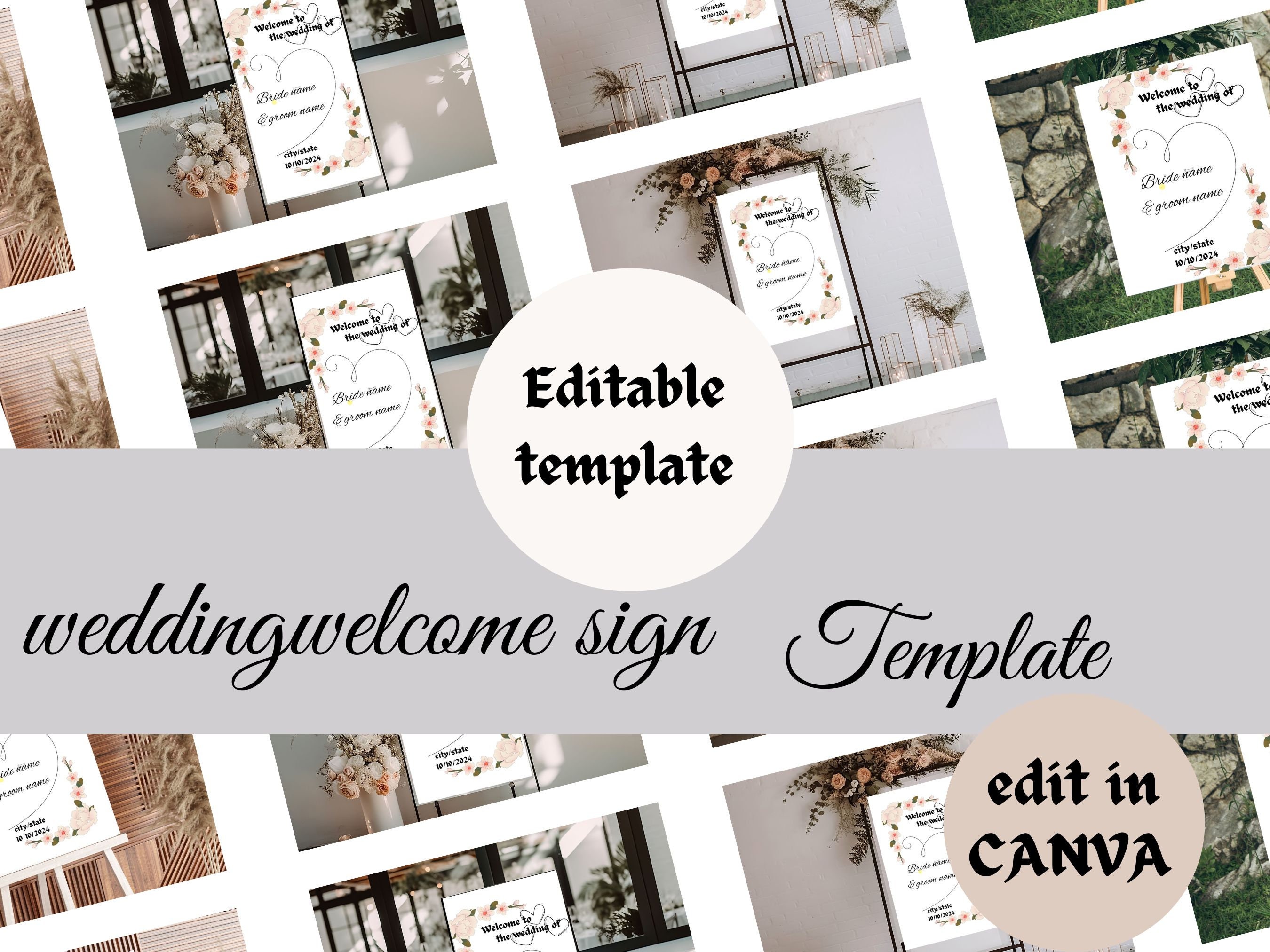 Canva Editable Welcome Sign Template for Weddings, Modern Printable ...