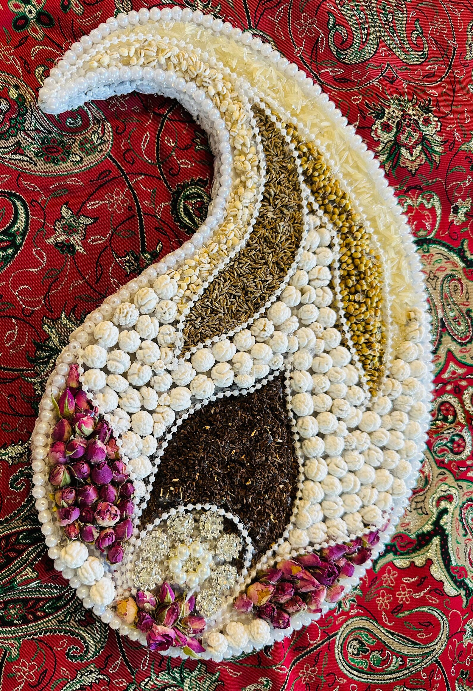 Sofreh Aghd Set of Seven Spice Tray, Rose Buds Flower, and Pearl Eggs ...