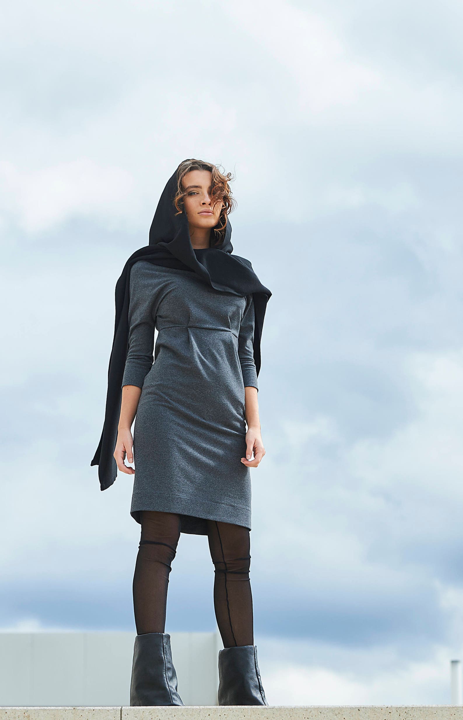 Black Scarf, Cowl Scarf, Long Wool Scarf, Oversized Scarf, Winter Scarf ...