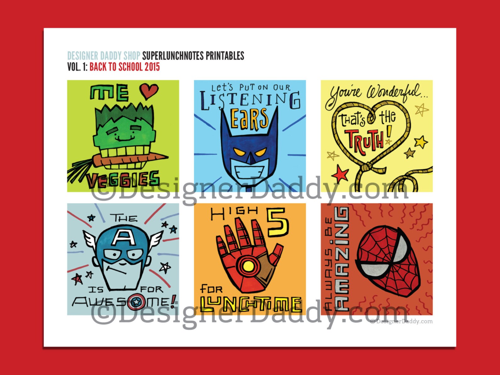 Superhero Lunch Notes - Instant Download - Vol. 1: Back to School! - Etsy