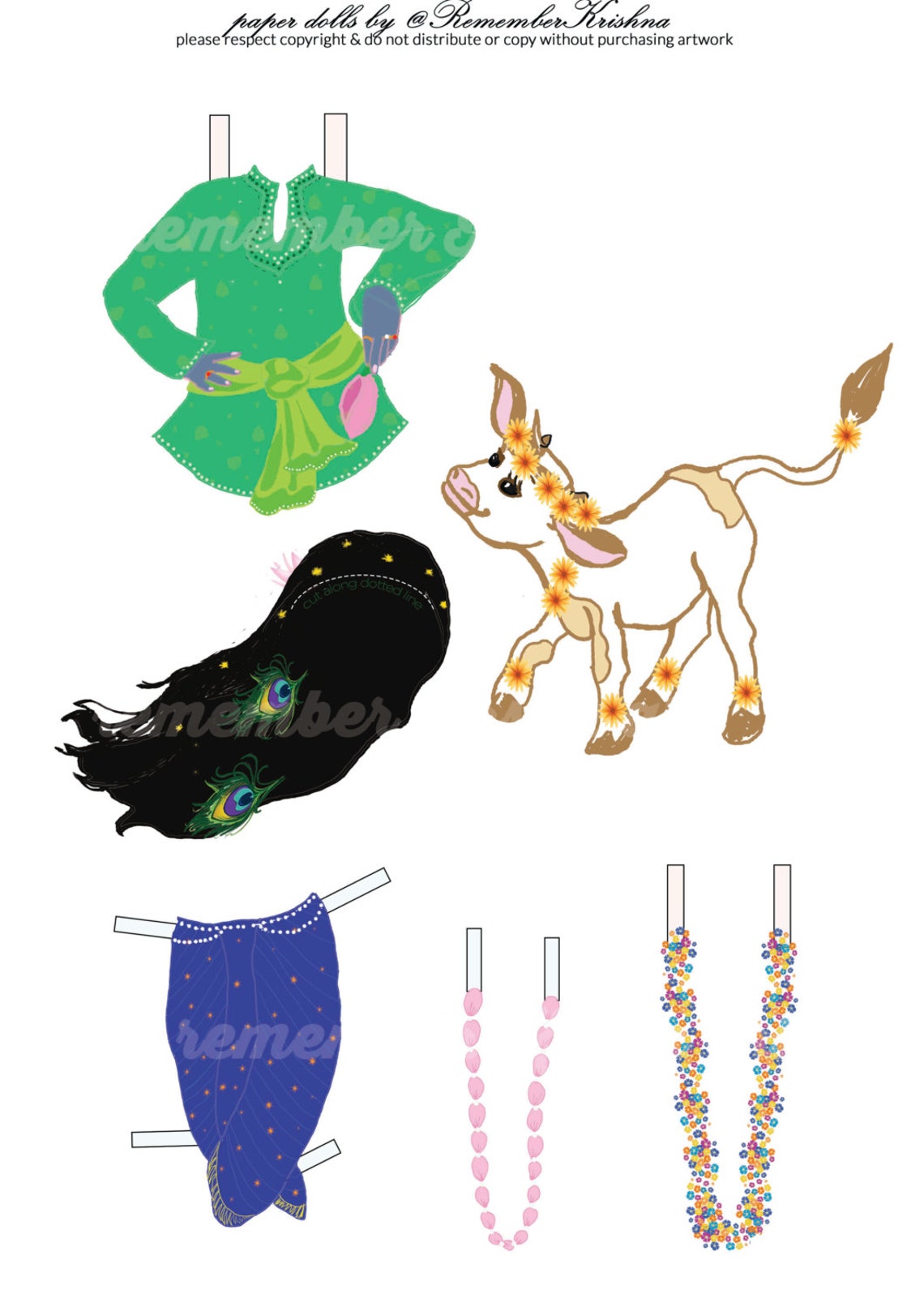Paper Doll Krsna With Outfits - Printable Pdf - Remember Krishna With ...