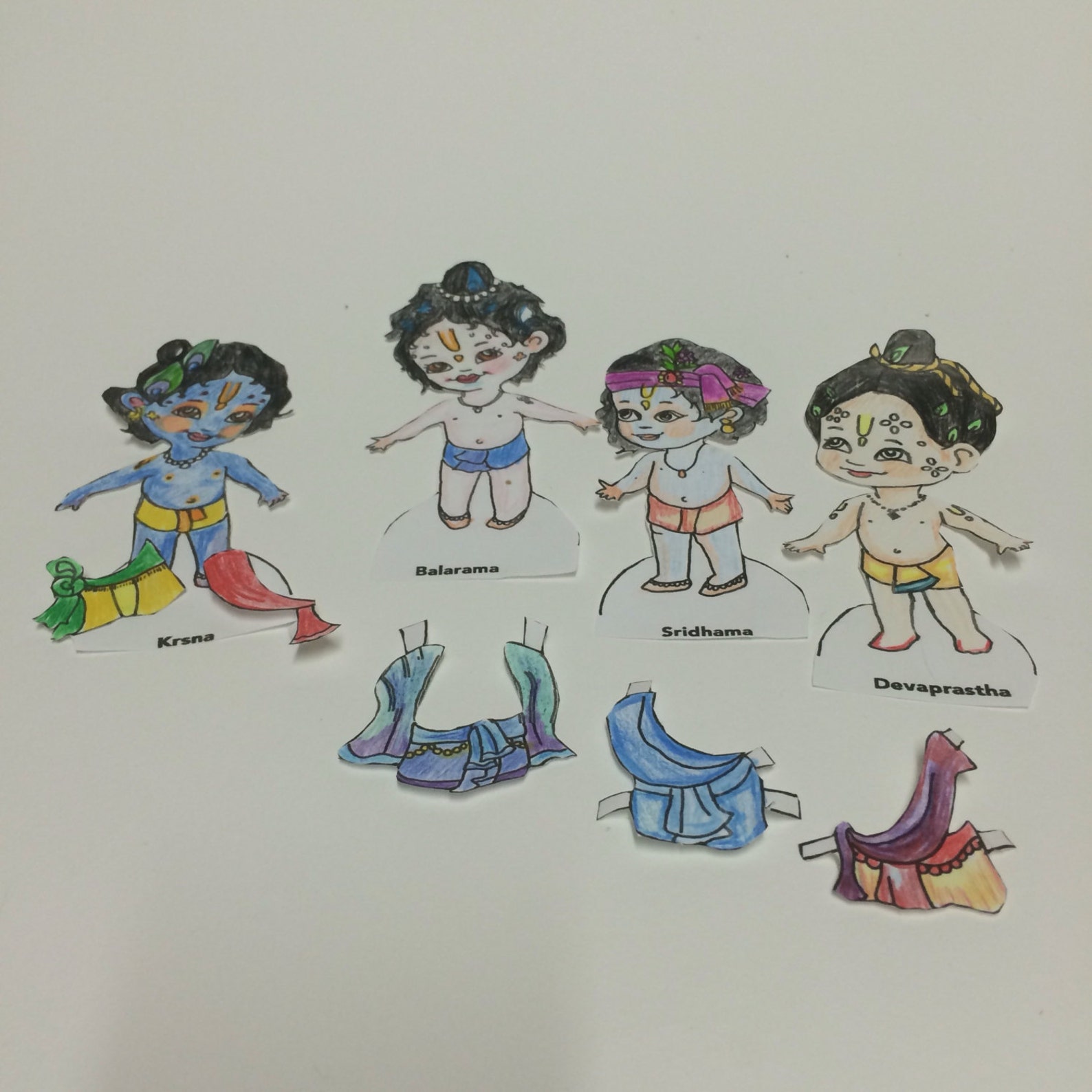 Krishna & Balaram Hindu Paper Dolls for Coloring-instant Download ...