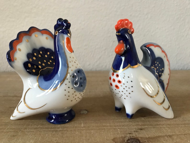 Vintage Porcelain Salt Pepper Shaker Bird Rooster Hen - Etsy