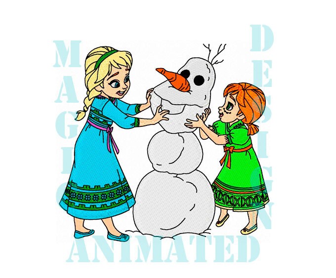 Anna and Elsa Frozen Machine Embroidery Design in 4 Sizes ---instant ...
