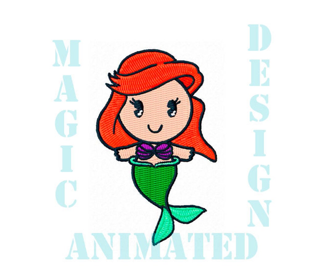 Little Mermaid Machine Embroidery Design in 2 Sizes ---instant Download ...
