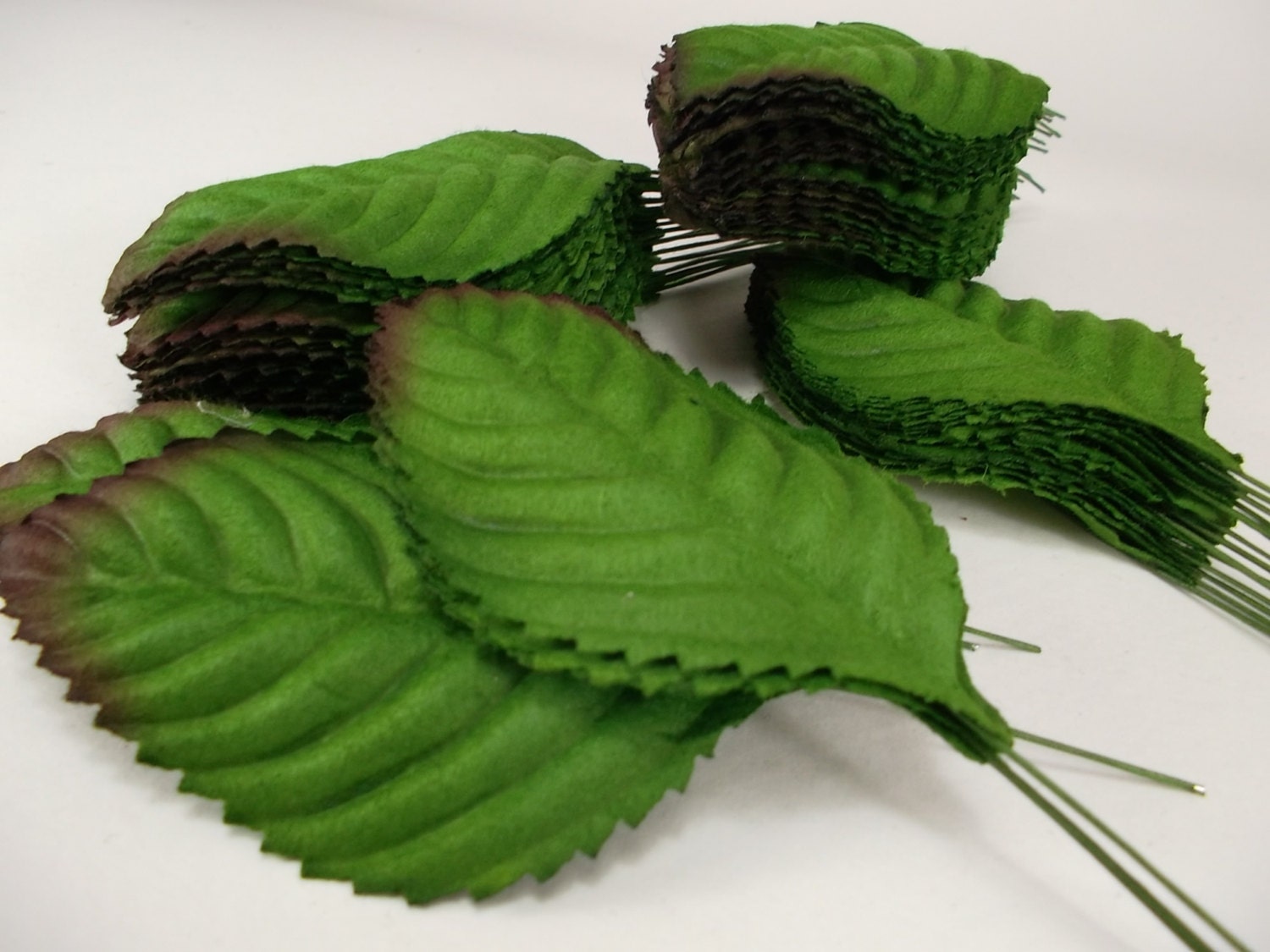 Fake Leaves Green Brown Rose Leaves Mulberry Paper Artificial Leaf With ...