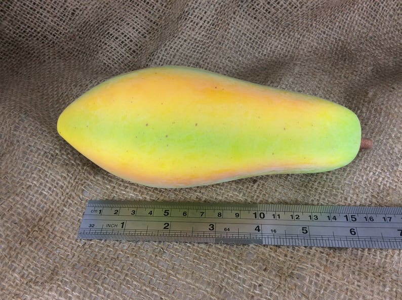 Yellow Papaya Artificial Lifelike Simulation Leaves Faux Fake Fruit ...