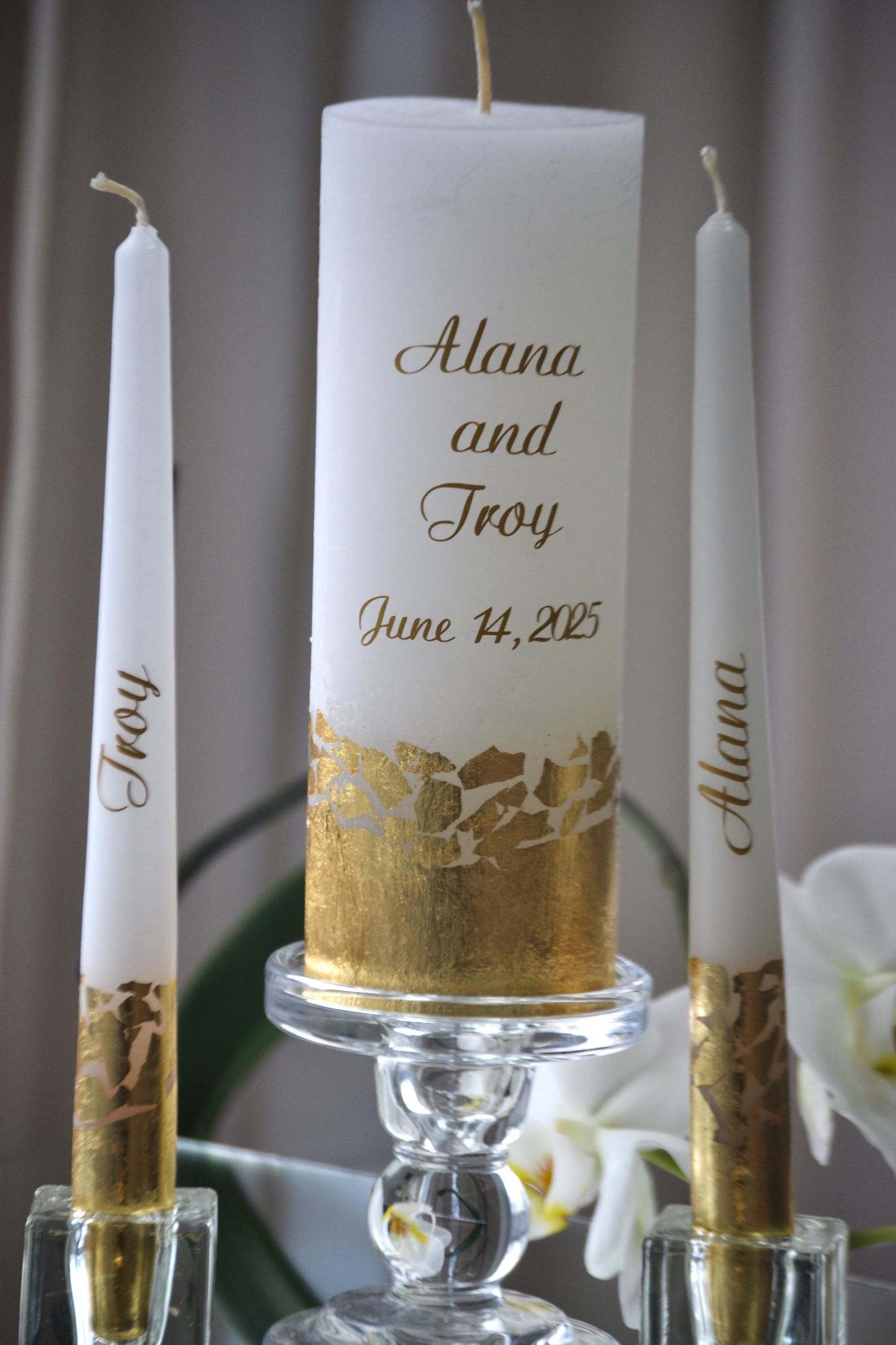 Personalized Gold Leaf Unity Candle Set: Wedding Keepsake - Etsy