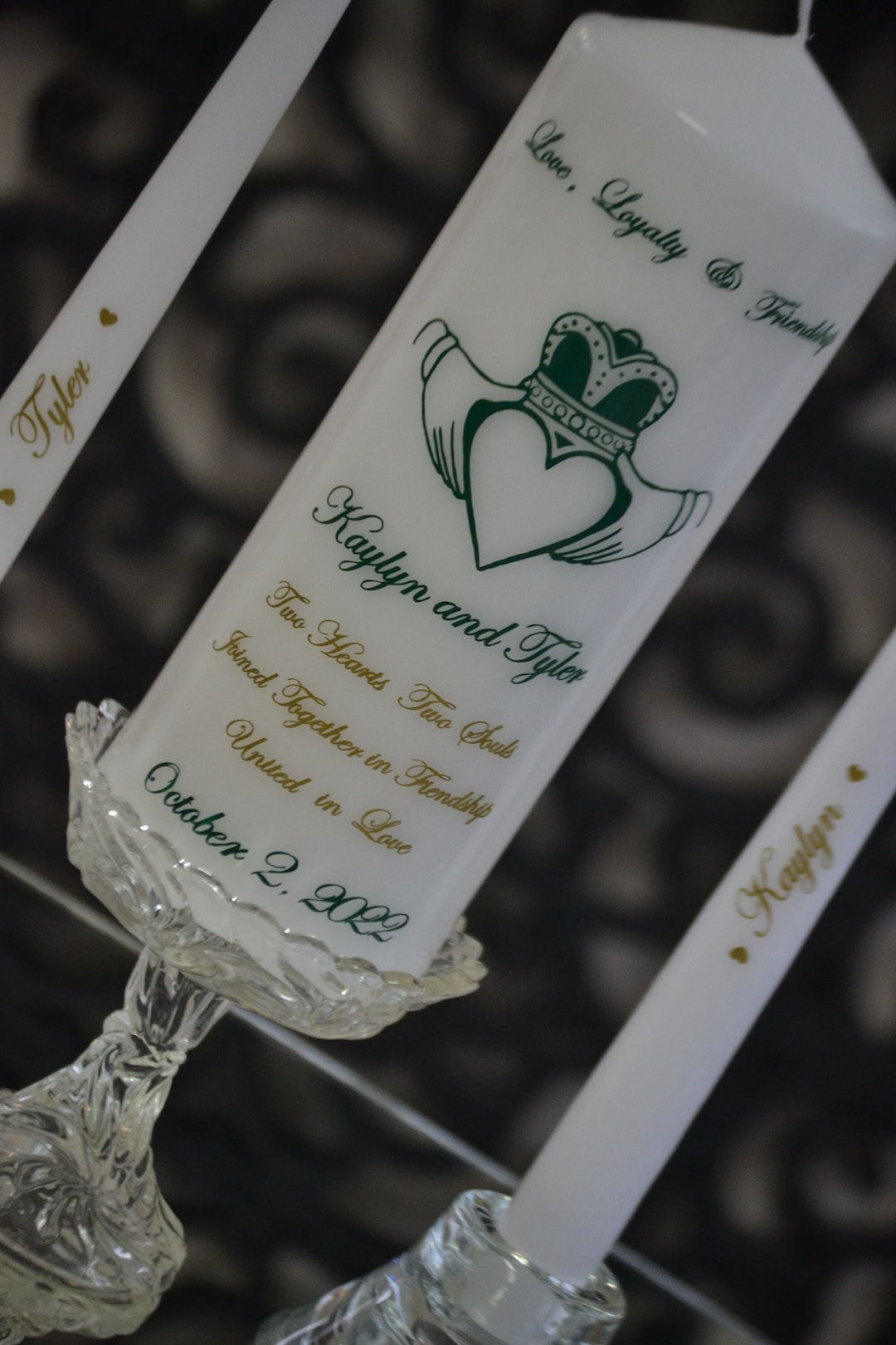 Celtic Unity Candle Set for Weddings With Claddagh Ring, Irish Unity ...