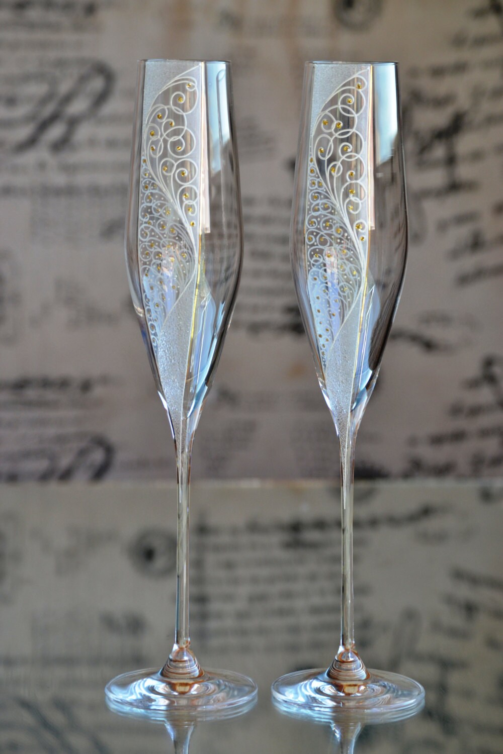 Champagne Flutes Gold Wedding Glass Set Wedding Glasses for - Etsy