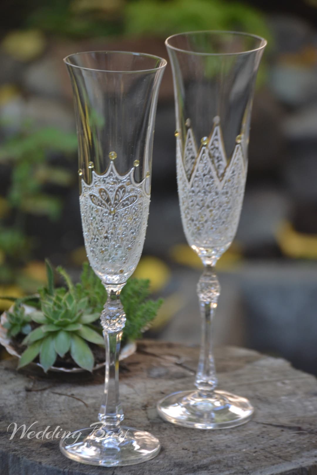 Hand Painted Wedding Flutes: King and Queen Crown, Champagne Glasses ...